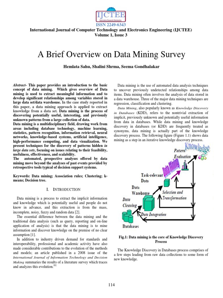 A Brief Overview On Data Mining Survey PDF | PDF | Data Mining | Cluster Analysis