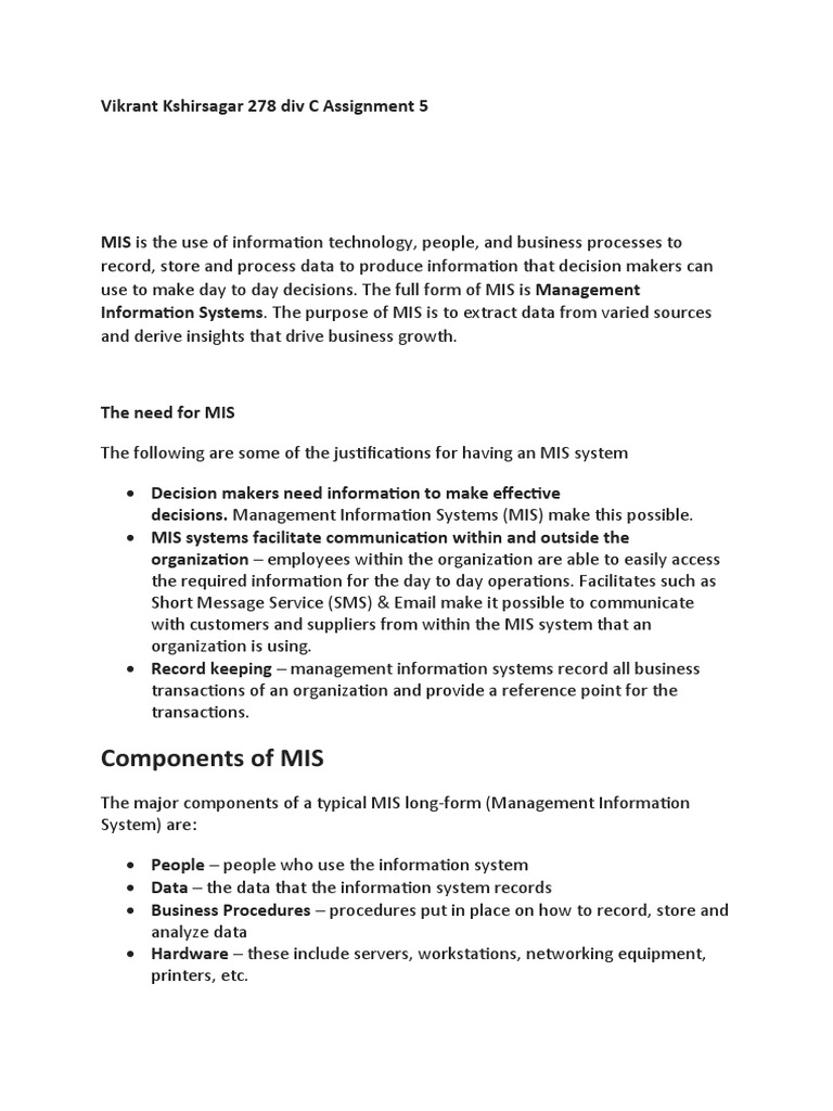 Components of MIS | PDF | Management Information System | Information ...