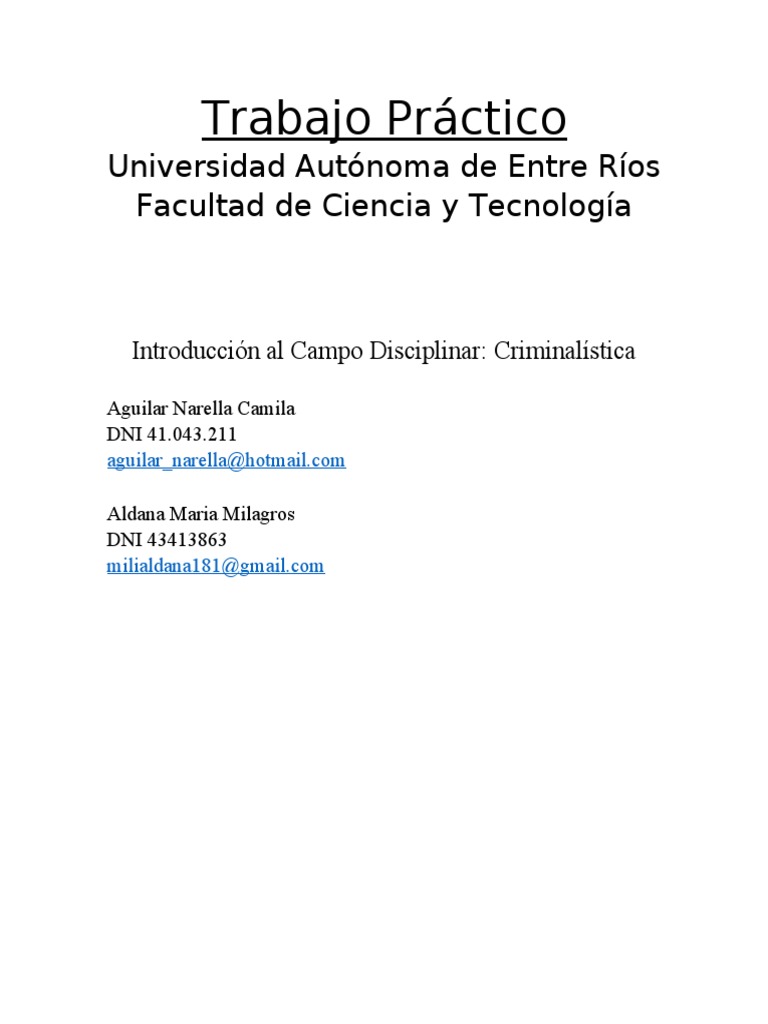 Ramas de La Criminalística - Aguilar - Aldana | PDF | Huella dactilar ... Ramas de La Criminalística - Aguilar - Aldana | PDF | Huella dactilar ...
