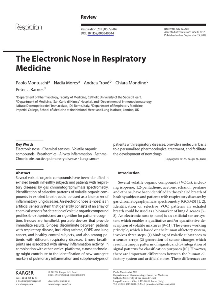 Respiration - Electronic Nose | PDF | Volatile Organic Compound | Breathing