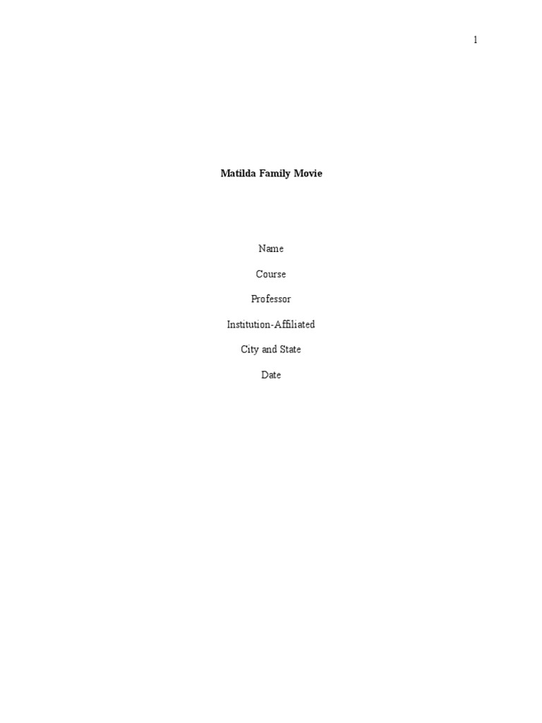 Matilda: A Reflection on Family Dynamics | PDF | Behavioural Sciences ...