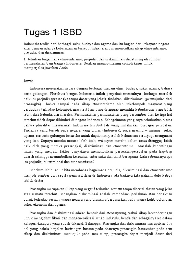 Tugas 1 Matakuliah Isbd | PDF