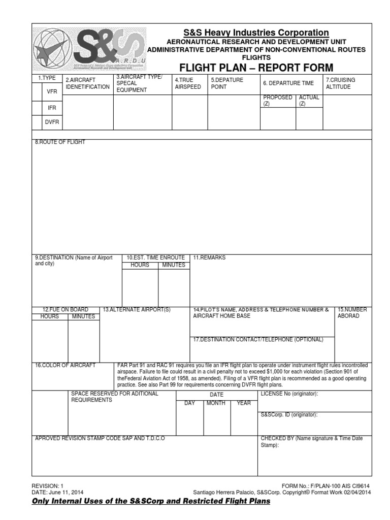 S&SCorp ICAO-IVAO Flight Plan Form-7233-S1C | PDF | Instrument Flight ...