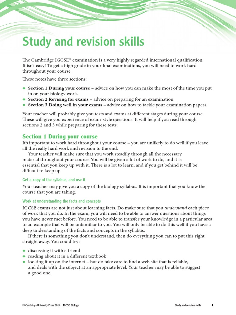 Study and Revision Skills: Section 1 During Your Course | Download Free ...