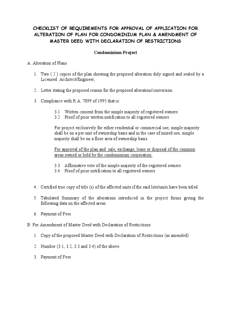 Checklist Requirements Approval Application Alteration Plan | PDF