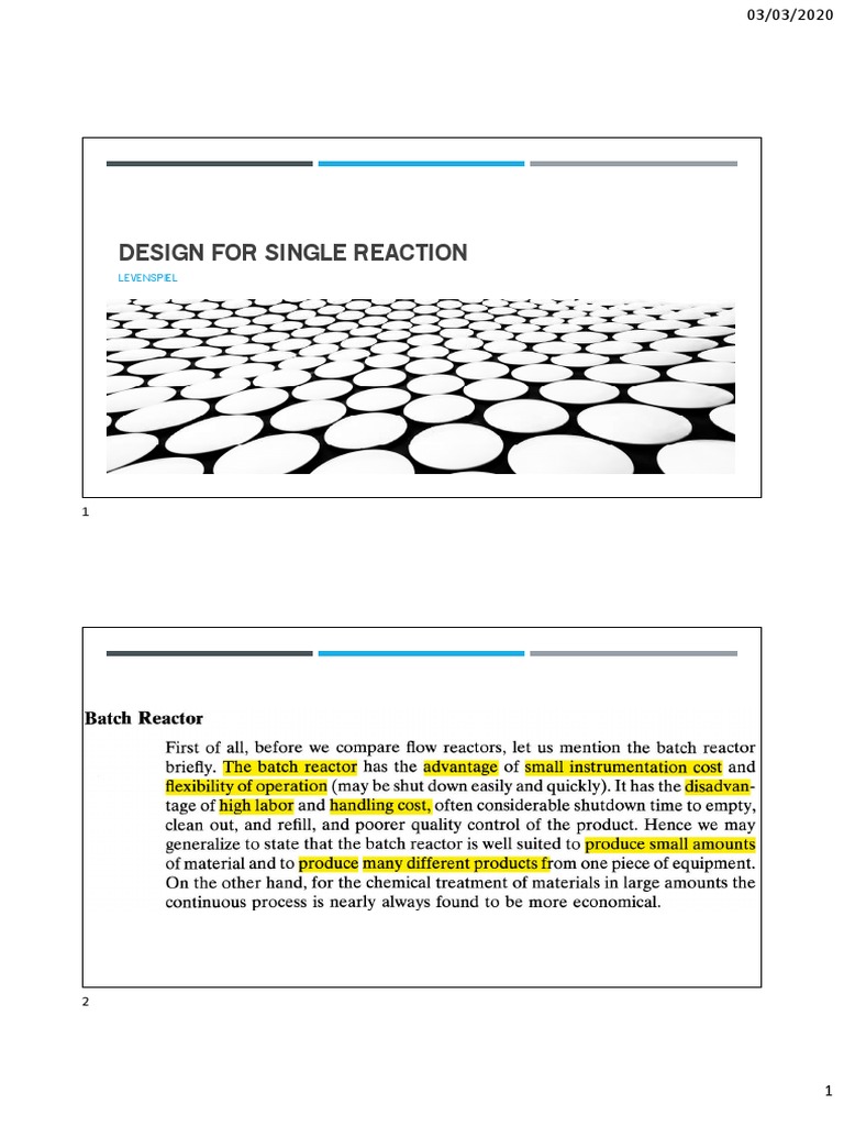 Levenspiel's Notes on Single Reaction Design, Steady State Mixed Flow ...