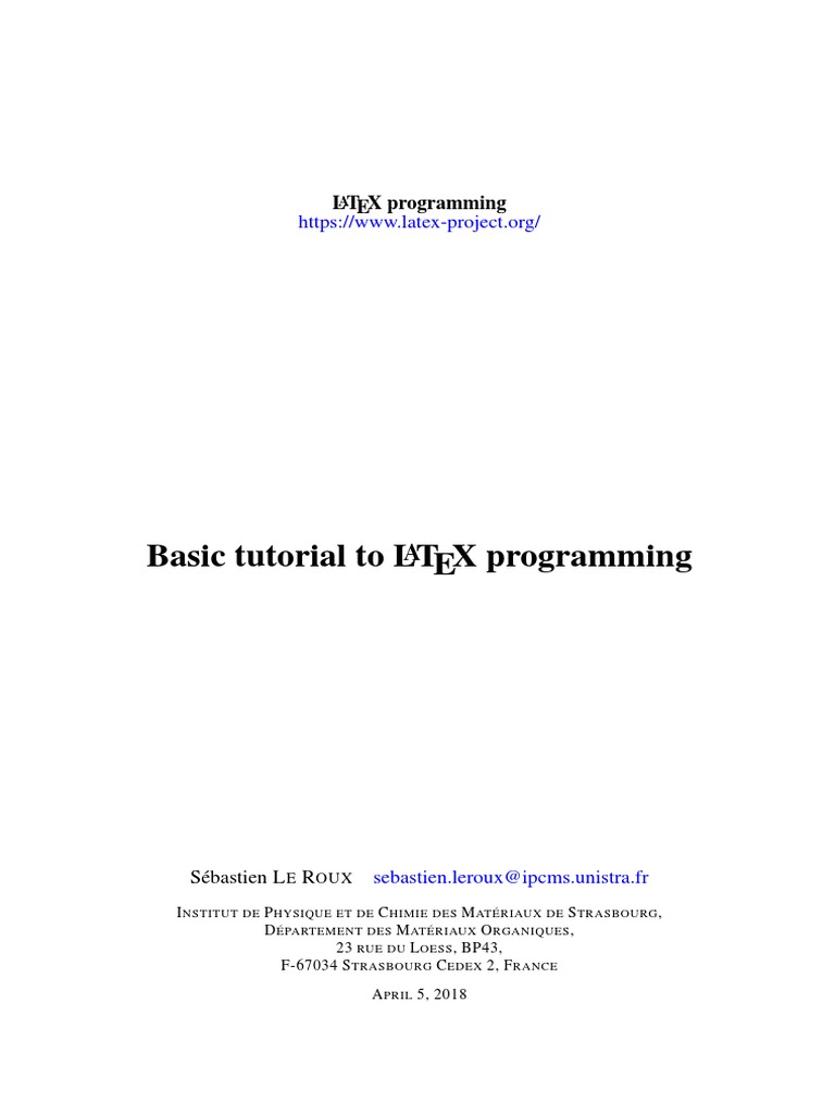 Basic Tutorial To L TEX Programming | PDF | Te X | Typefaces