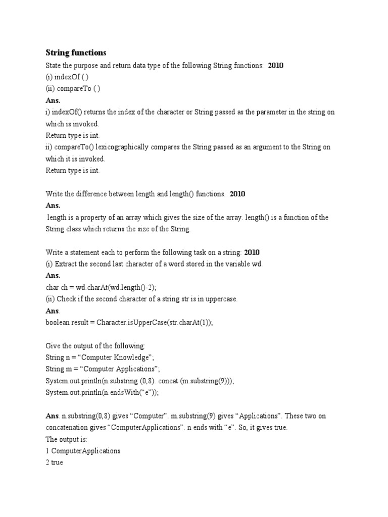 String Functions And Methods Explained Pdf String Computer Science Data Type 7918