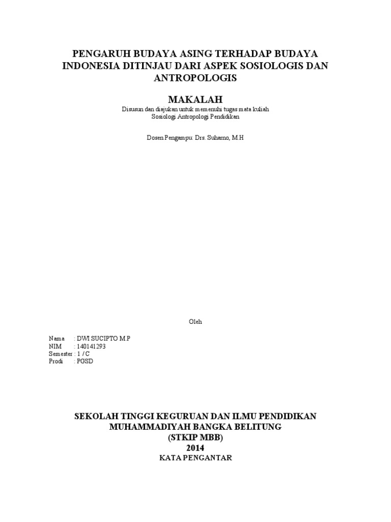 Budaya Asing: Dampak Sosiologis di Indonesia | PDF | Sejarah
