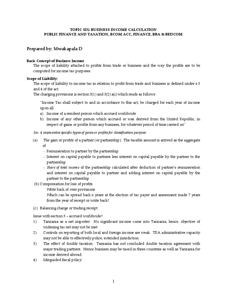 Business Income Calculation Udom | PDF | Expense | Tax Deduction