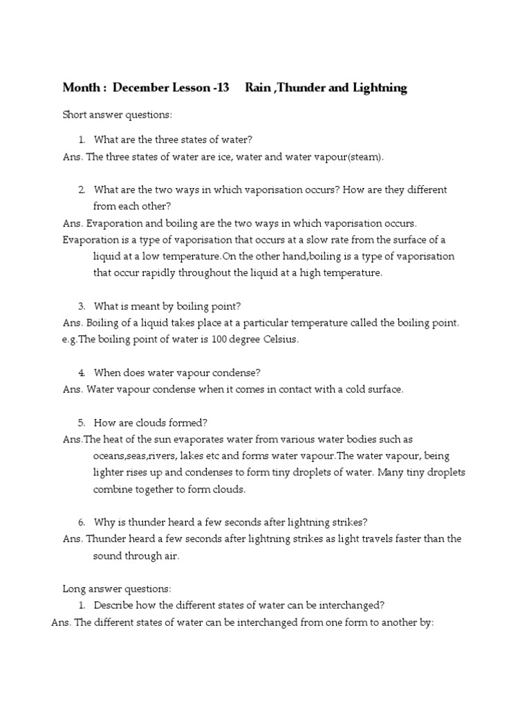 Chapter 13 Rain, Thunder and Lightning | PDF | Water Vapor | Water Cycle