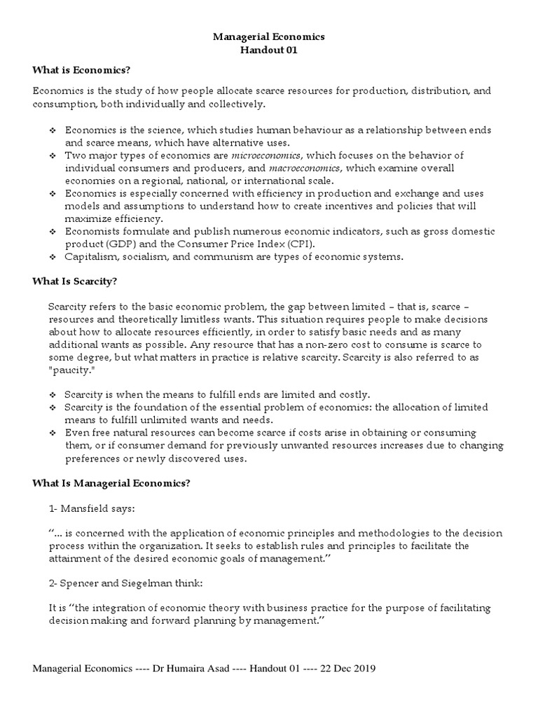 Managerial Economics | PDF | Economics | Philosophical Theories