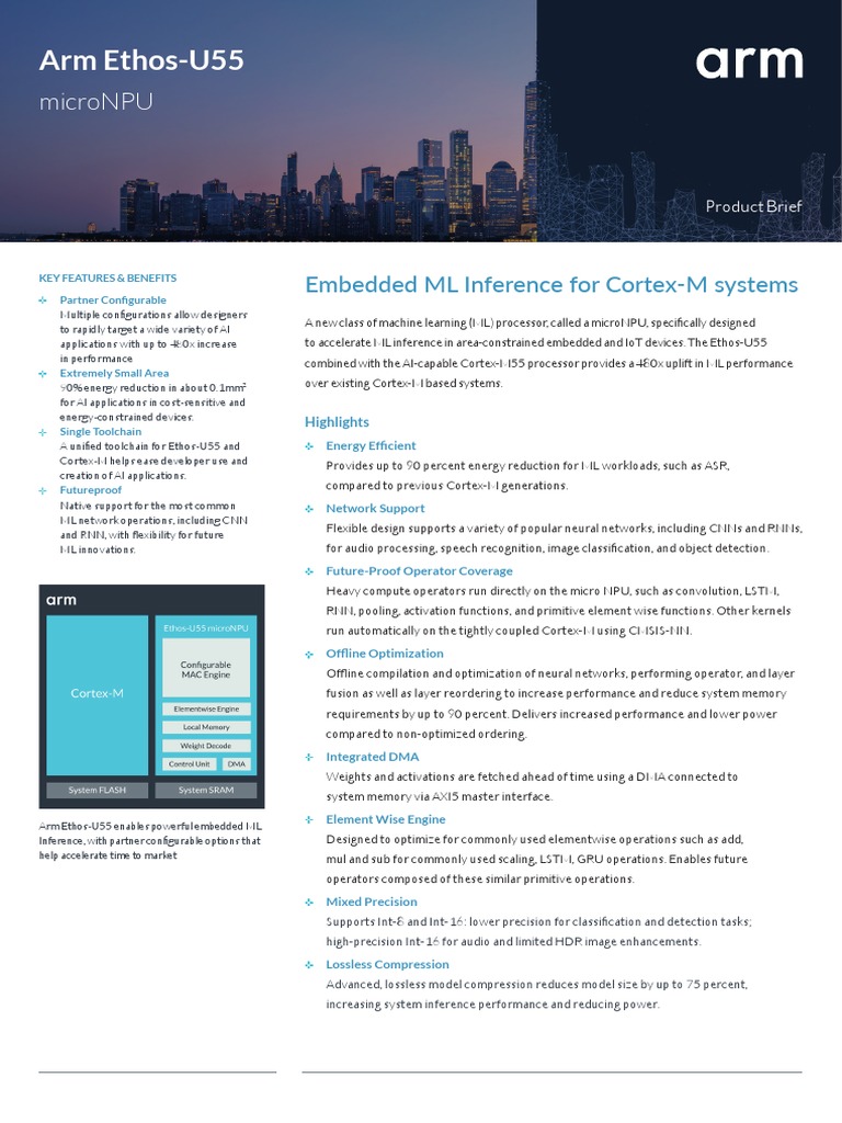 Arm Ethos U55 Product Brief v4 | PDF | Artificial Intelligence | Intelligence (AI) & Semantics