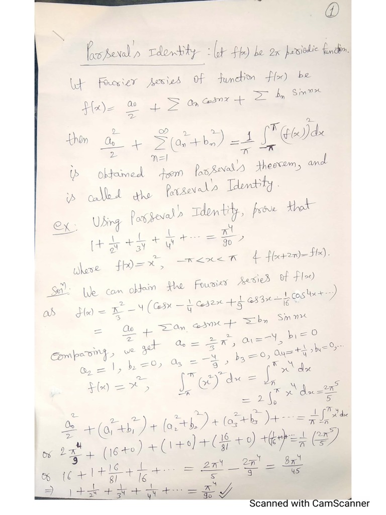 Parseval Identity and Complex Fourier Series | PDF