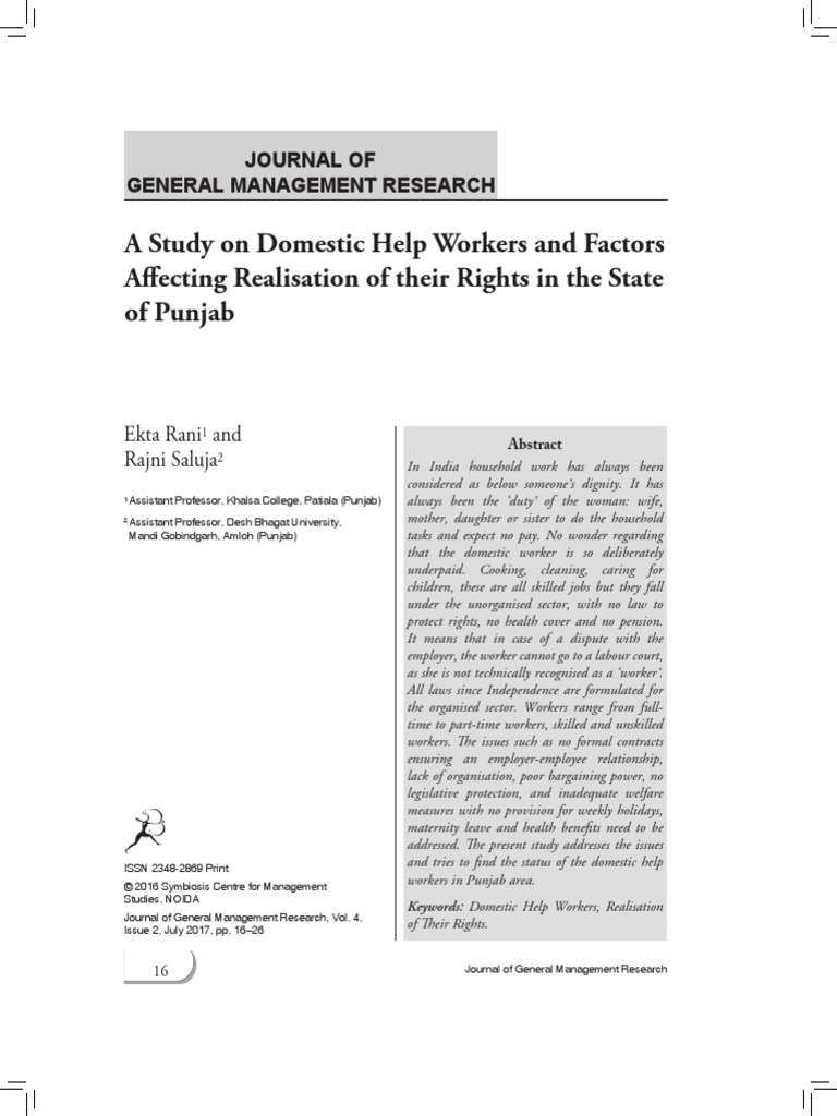 02 Ekta Rani | Download Free PDF | Domestic Worker | Labor Rights