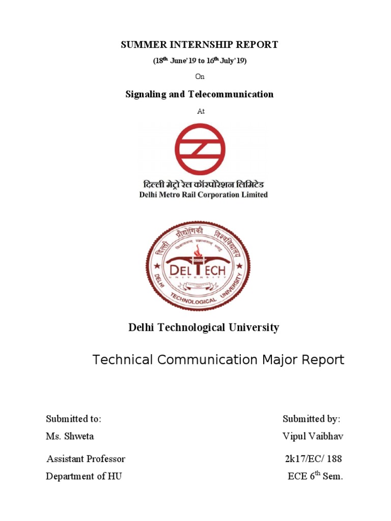 DMRC - Internship Report | PDF | Optical Fiber | Radio