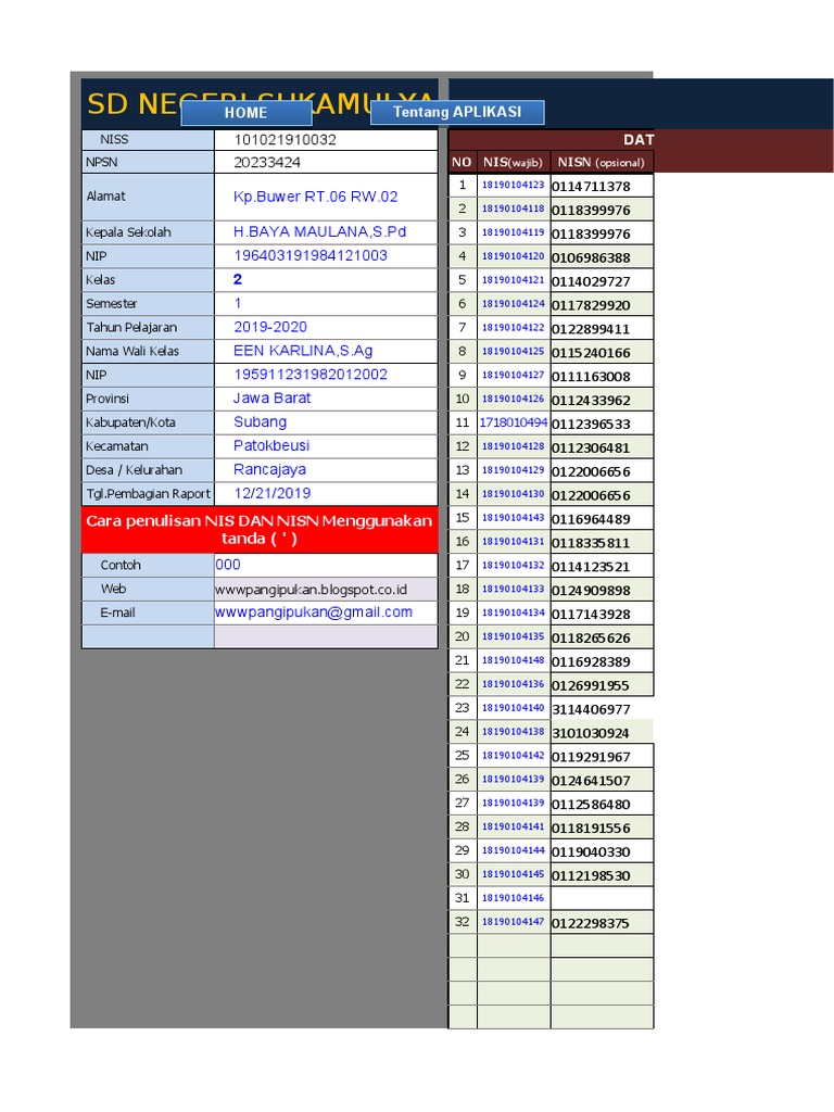RAPORT K13 Kelas 1 | PDF