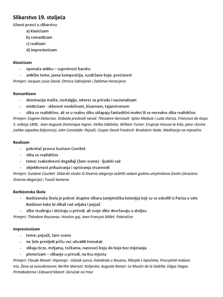 Slikarstvo I Kiparstvo 19. Stoljeća - 4a | PDF