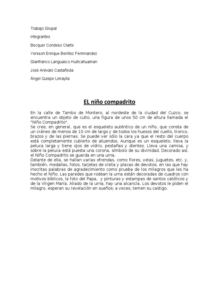 Veneración Al Niño Compadrito | PDF | Arte