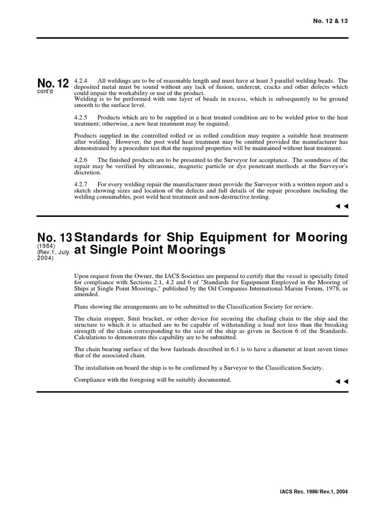 Cont'd: IACS Rec. 1986/rev.1, 2004 | PDF | Welding | Construction