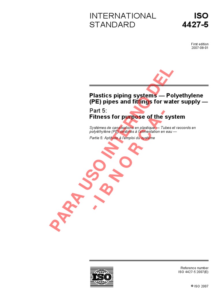 ISO 4427-5 2007 (E) - Character PDF Document PDF | PDF | Pipe (Fluid ...