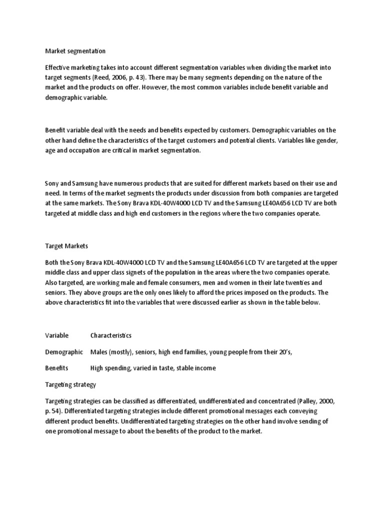 Sony MM Report | PDF | Market Segmentation | Sony