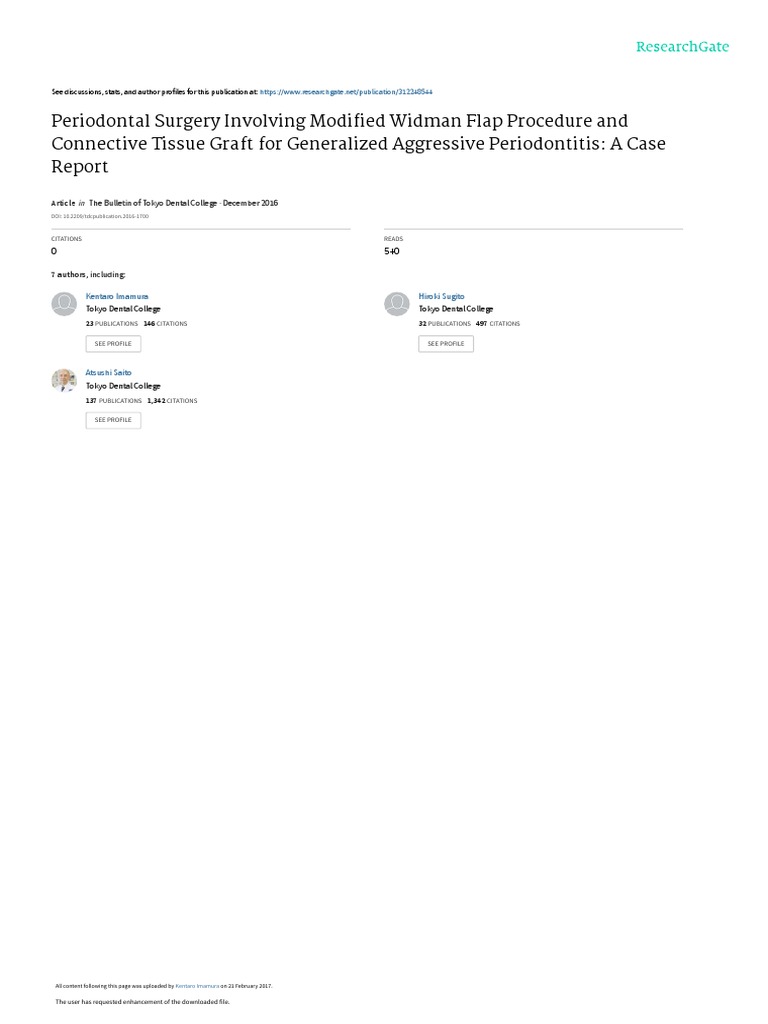 Periodontal Surgery Involving Modified Widman Flap | PDF ...