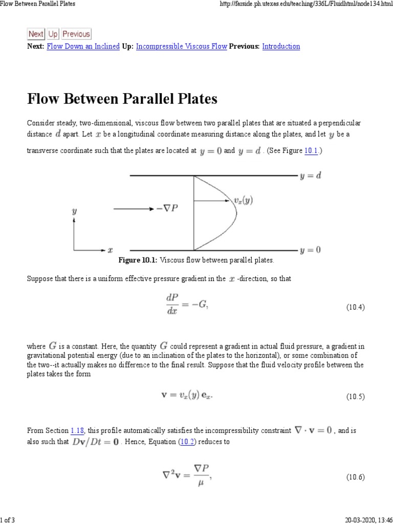 Flow Between Parallel Plates | PDF | Navier–Stokes Equations | Fluid ...