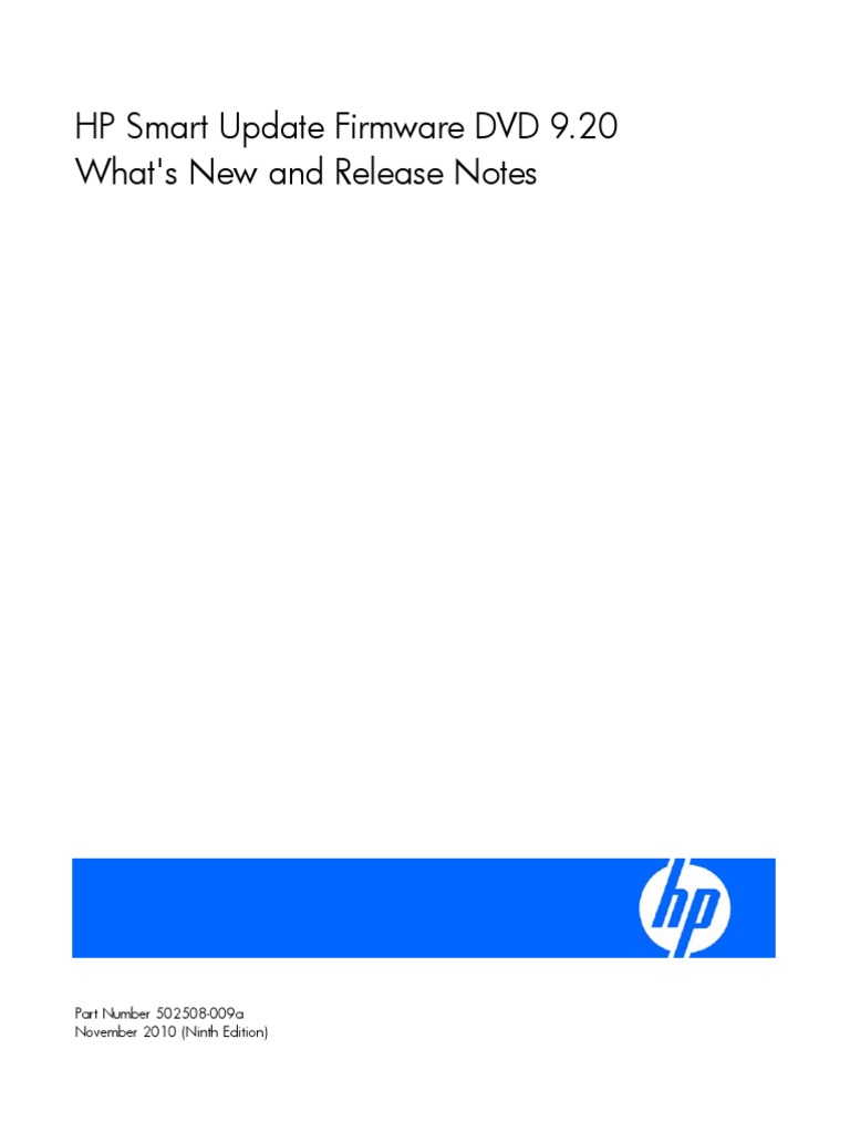 HP Smart Update Firmware DVD 9.20 What's New and Release Notes | PDF ...
