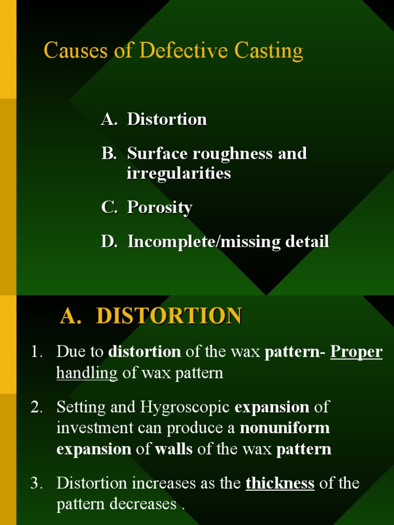 Causes of Defective Casting | PDF | Casting (Metalworking) | Porosity