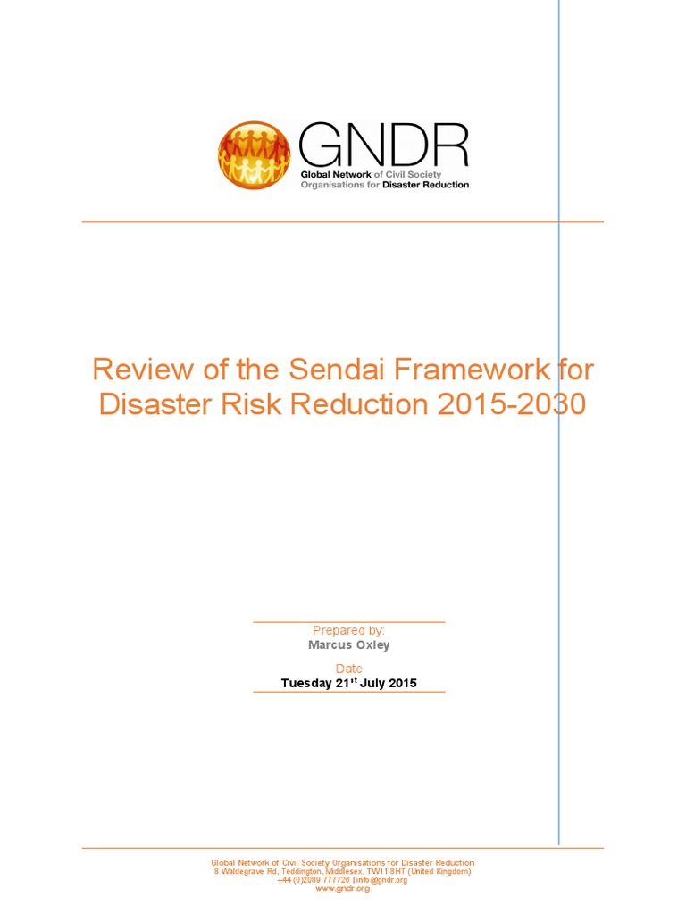 Review of the Sendai Framework for Disaster Risk Reduction 2015-2030 ...