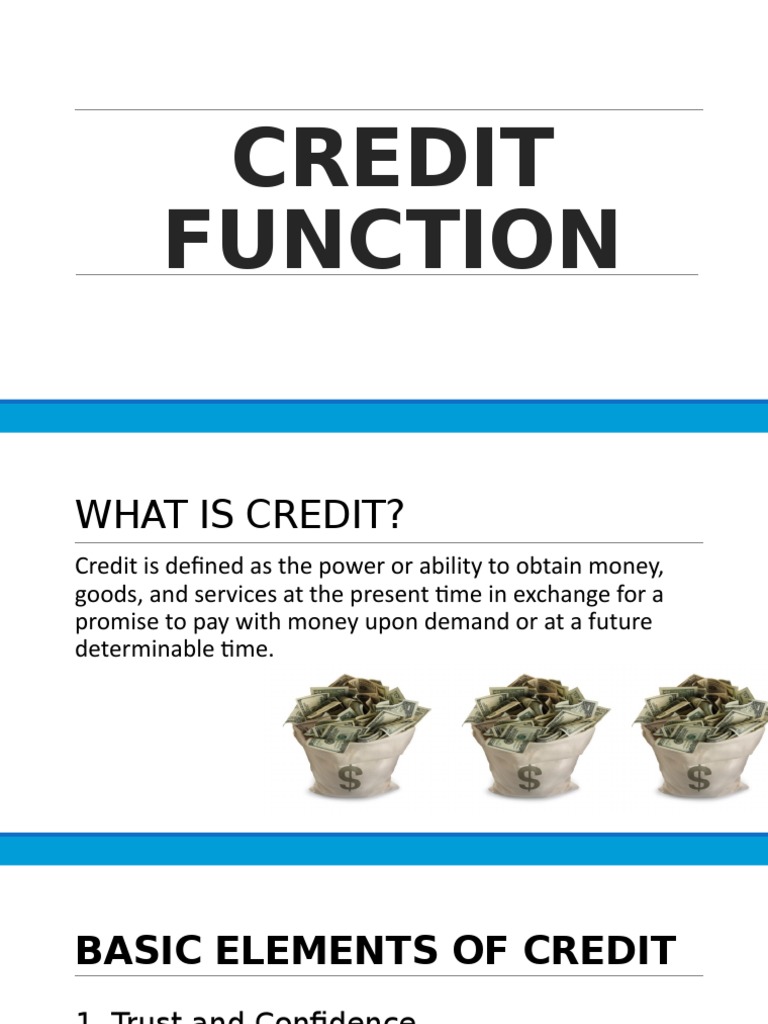 Credit Function | PDF | Credit | Finance & Money Management
