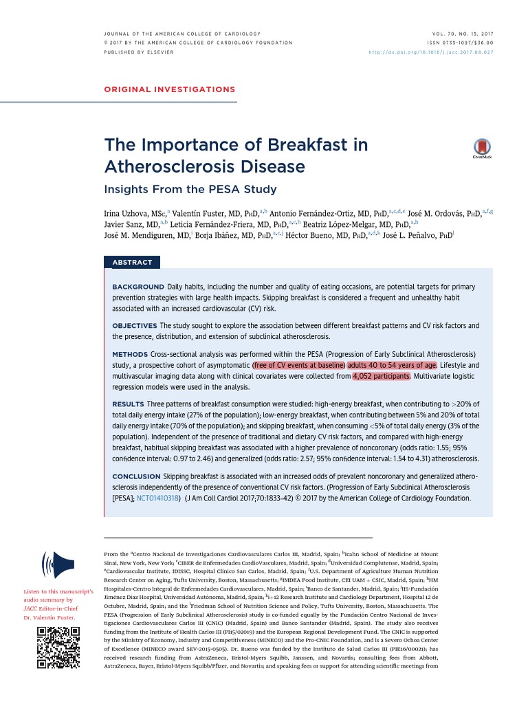(2017) - The Importance of Breakfast in Atherosclerosis Disease ...