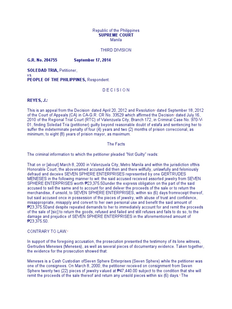 Estafa Abuse of Confidence | PDF | Sentence (Law) | Fraud