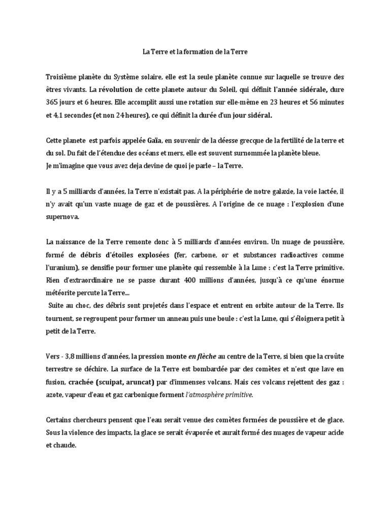 La Formation de La Terre | PDF | Voie lactée | Terre