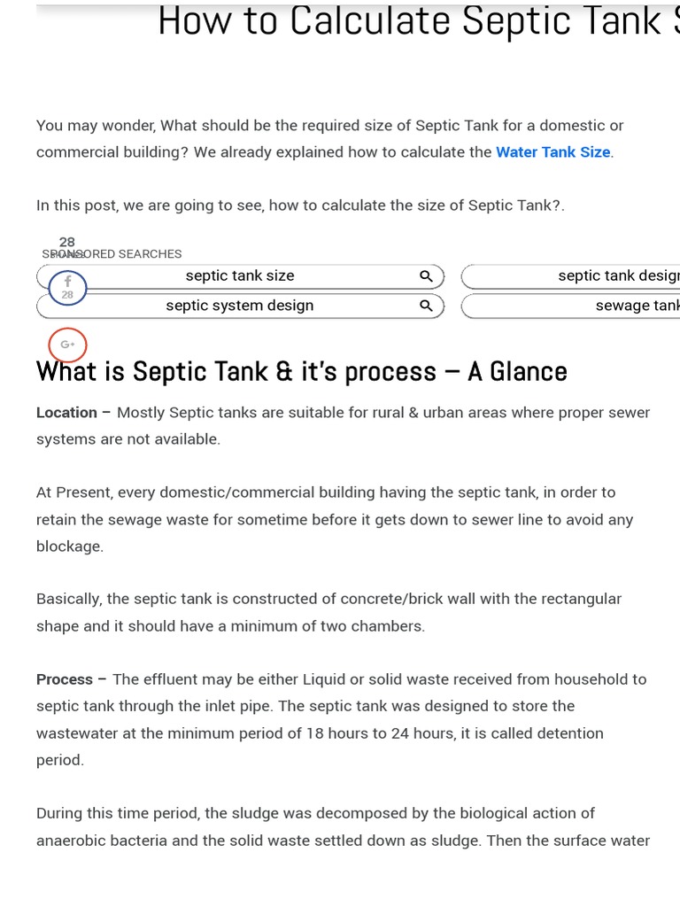 How To Calculate Septic Tank Size - Civilology | PDF | Septic Tank ...