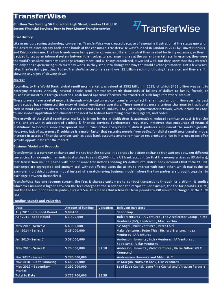 Transferwise | PDF | Remittance | Banking