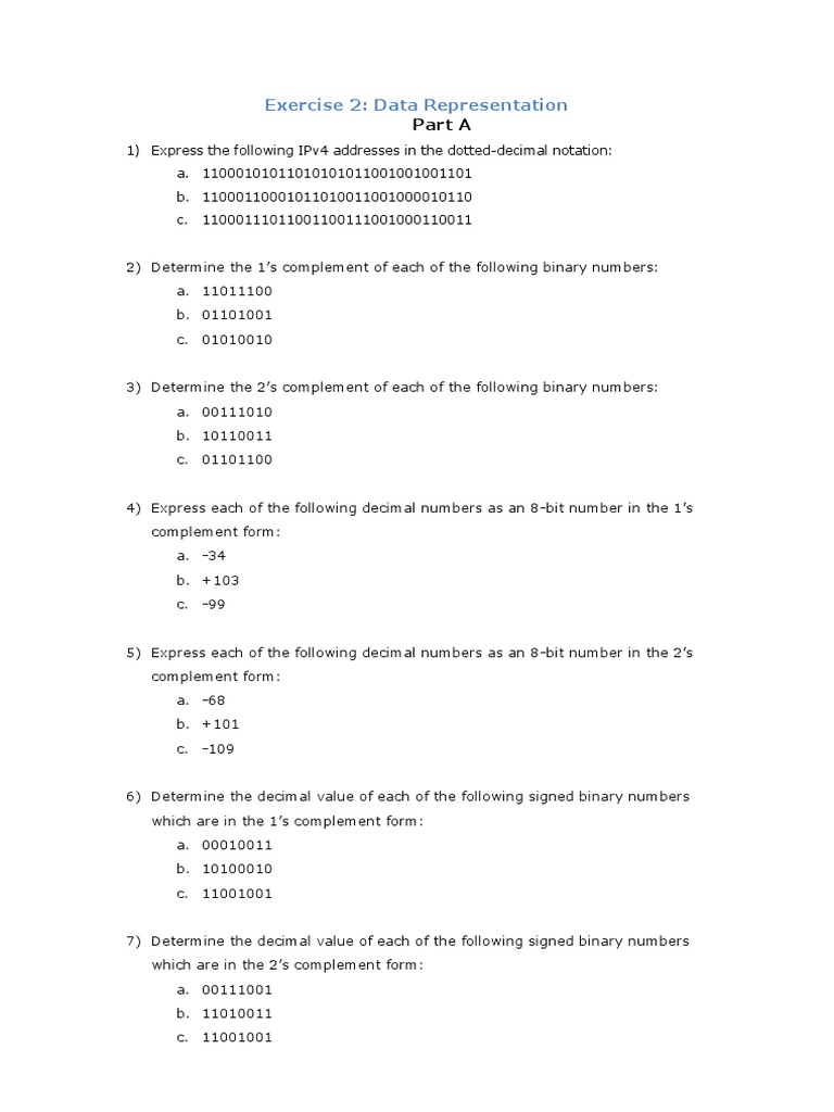 Exercise 2 - Data Representation | PDF