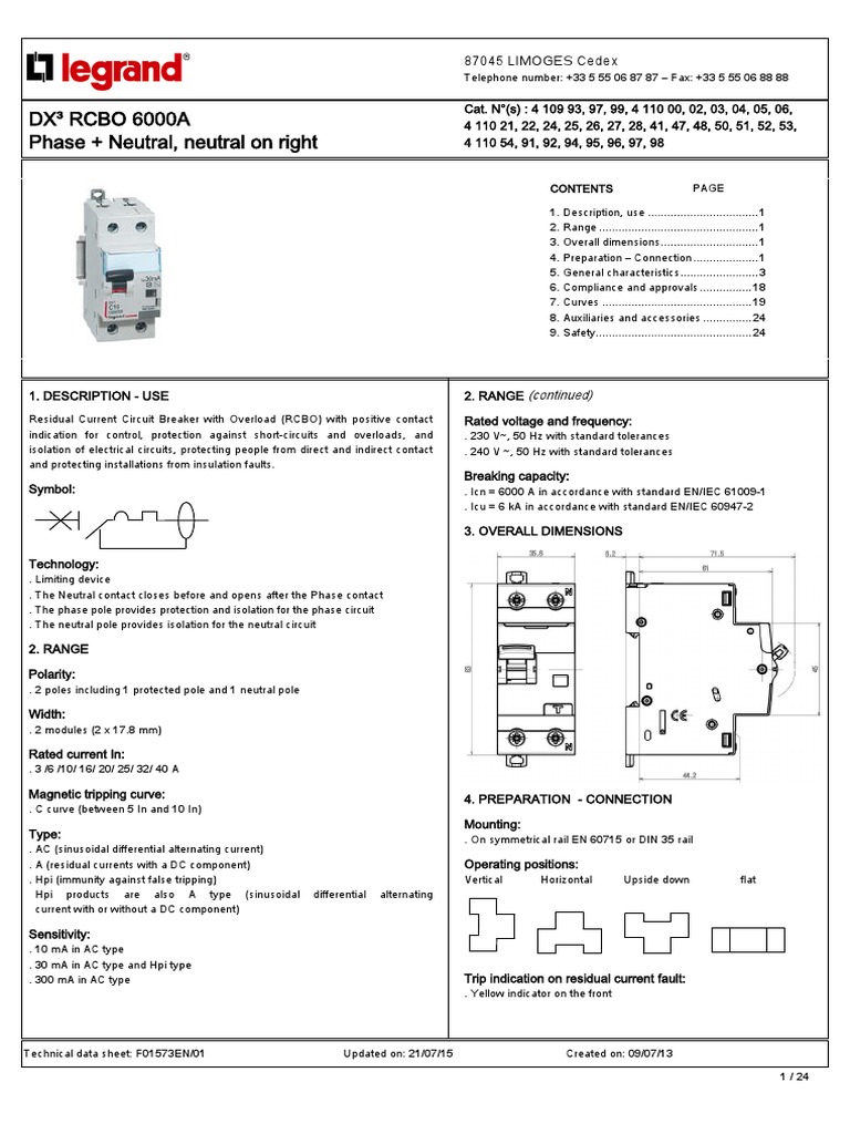 DX3 RCBO 6000A Technical Data Sheet: A Comprehensive Review of ...