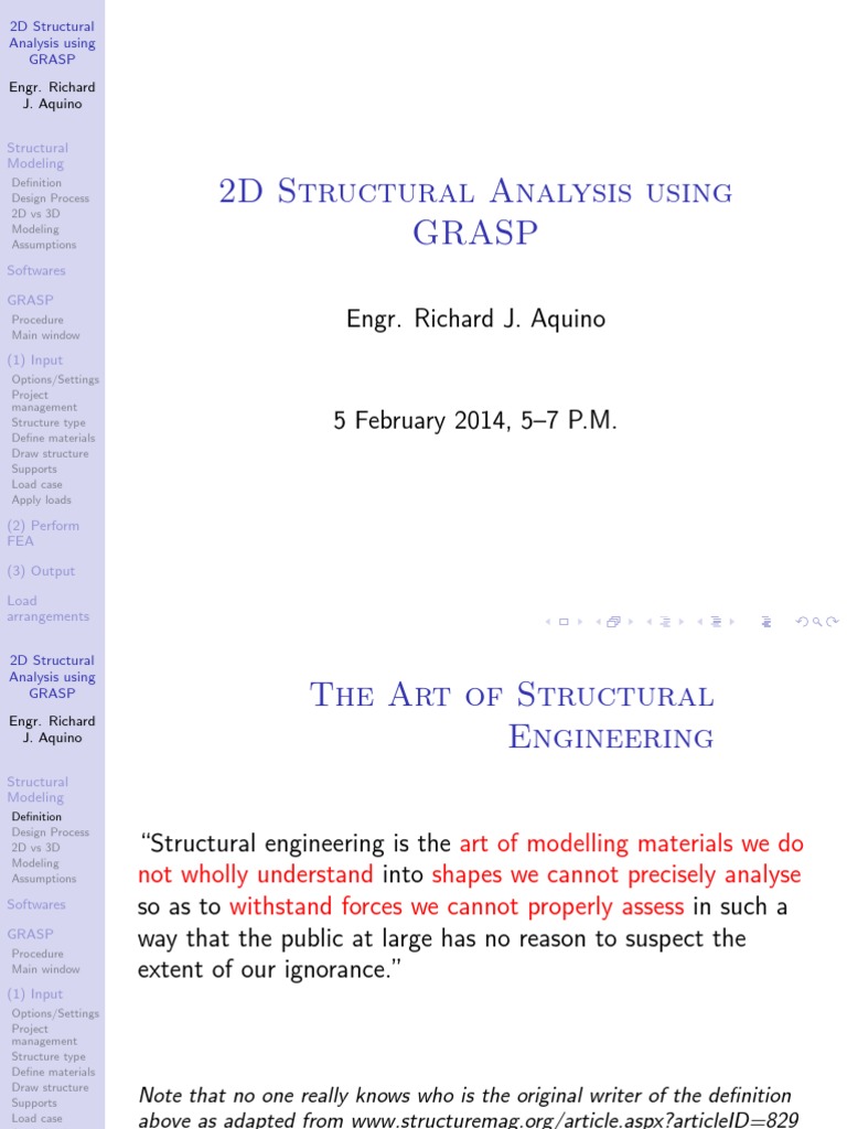 2D Structural Analysis with GRASP | PDF | Finite Element Method | Structural Analysis