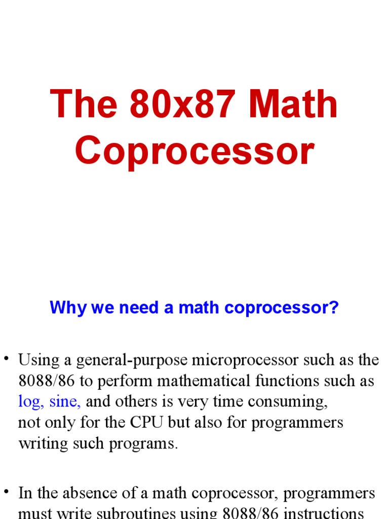 The 80x87 Math Coprocessor | PDF | Arithmetic | Computer Science