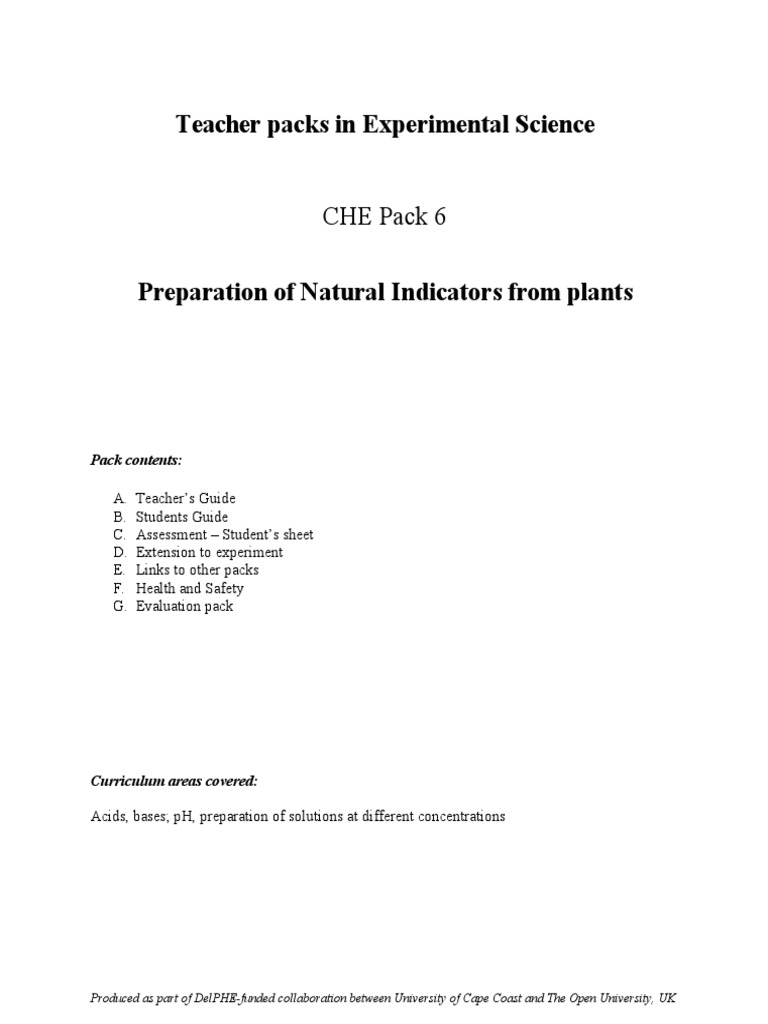 Waakye Leaves - Natural Indicator Experiment | PDF | Sodium Hydroxide | Ph