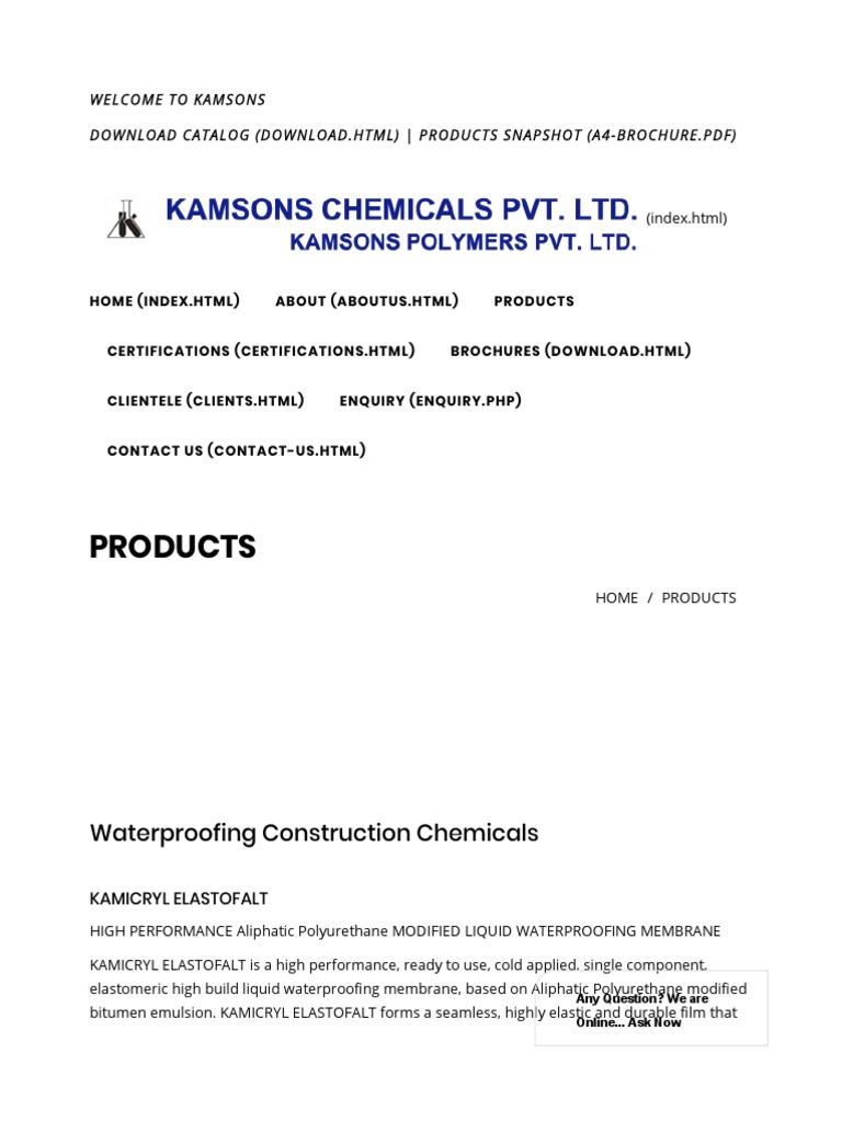 Kamsons Waterproofing Product Kamicryl Elastofalt | PDF | Paint ...