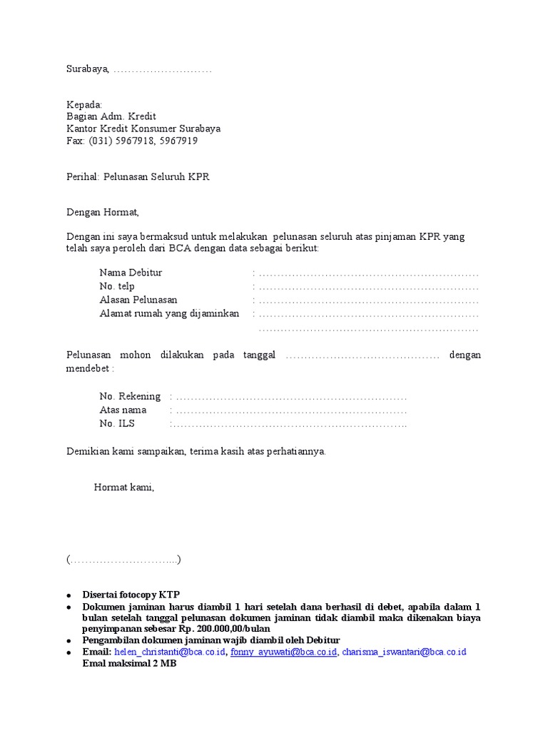 Form Pelunasan KPR | PDF