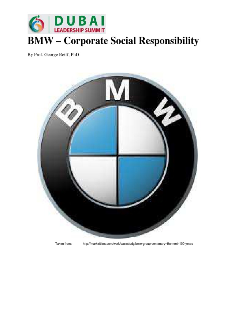 BMW - Corporate Social Responsibility: by Prof. George Reiff, PHD | PDF ...