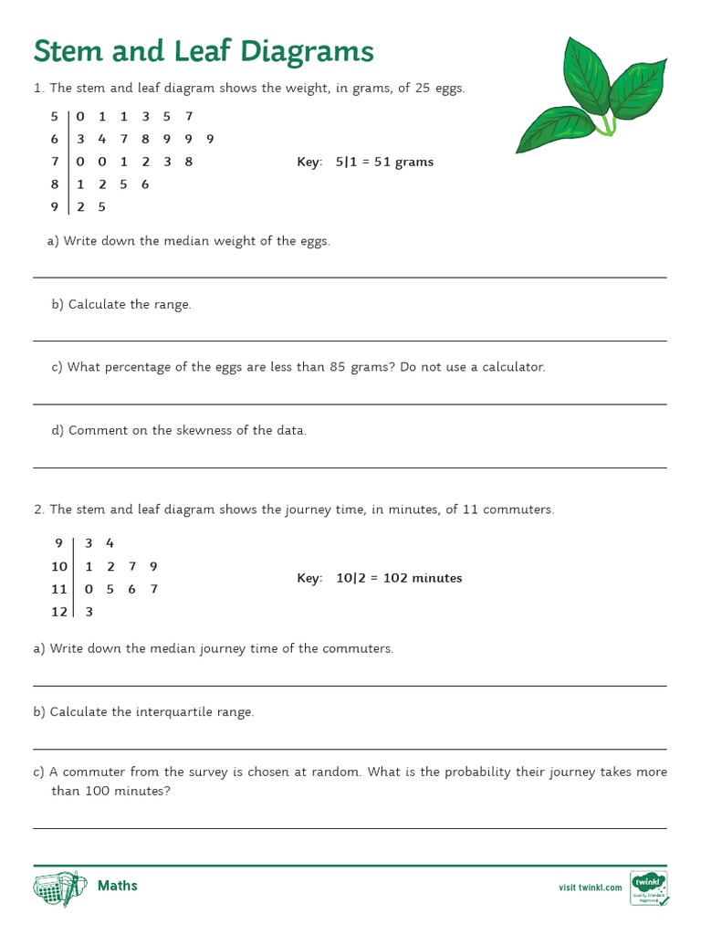 Stem and Leaf Diagrams Activity Sheets | Download Free PDF | Quartile ...