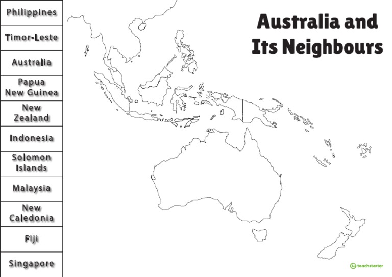 Australia-And-Its-Neighbours-Map - Poster-And-Labelling-Activity-Black ...