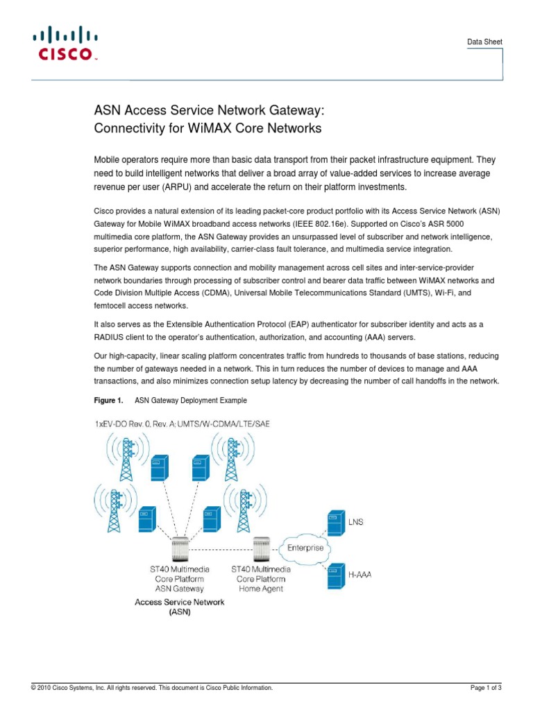 Asn Access Service Network Gateway: Connectivity For Wimax Core ...