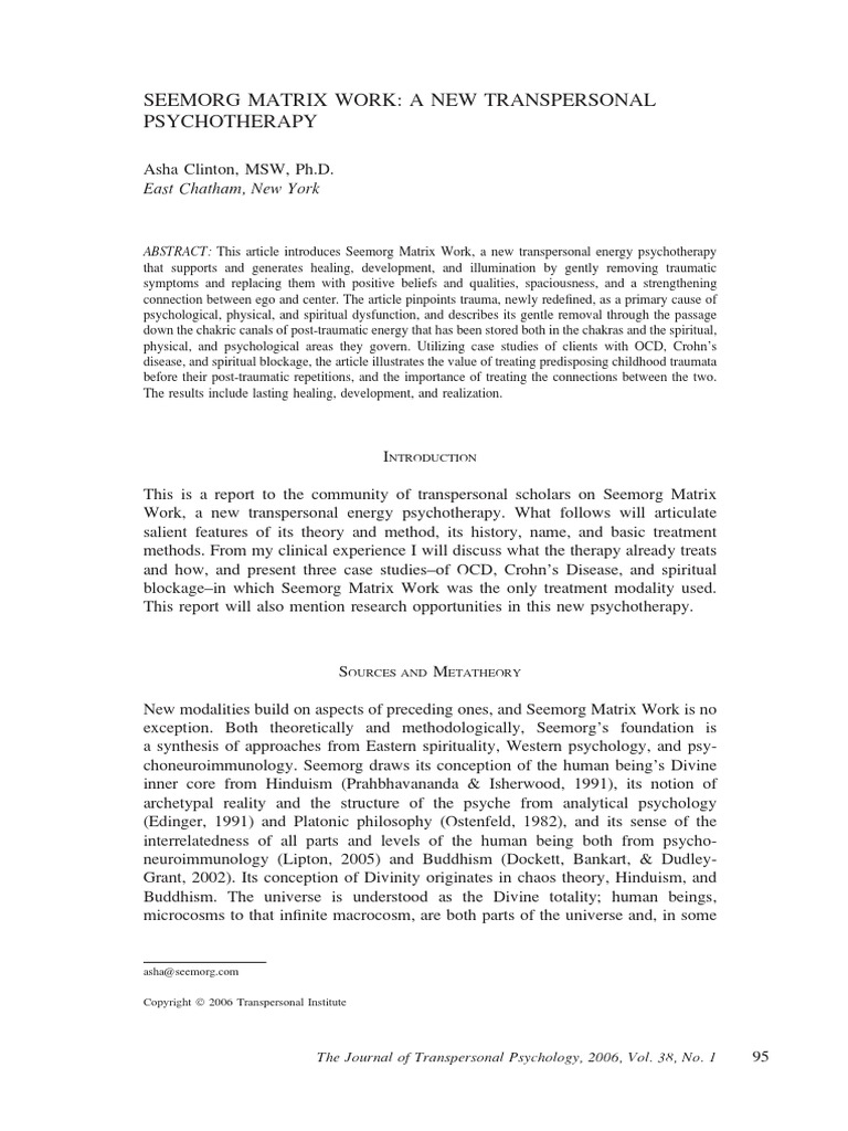 Seemorg Matrix | PDF | Obsessive–Compulsive Disorder | Psychotherapy