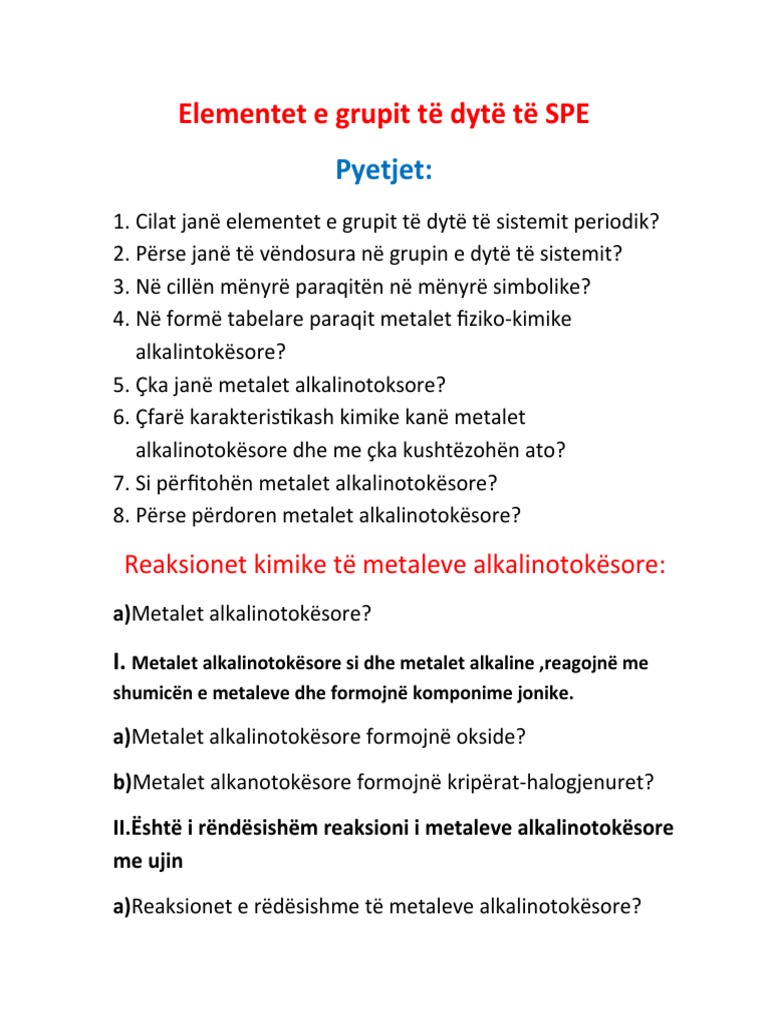Elementet e Grupit Të Dytë Të SPE | PDF